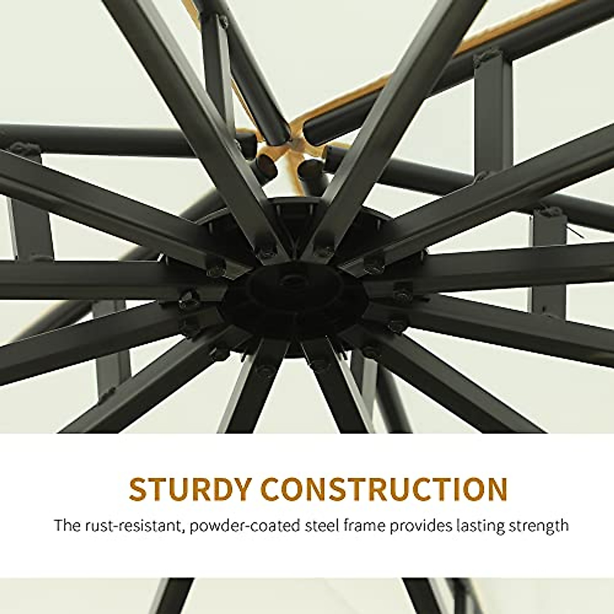 Outsunny 11.5' Patio Gazebo, Outdoor Gazebo Canopy Shelter with Curtains, Romantic Round Double Roof, Solid Steel Frame for Garden, Lawn, Backyard and Deck, Cream White