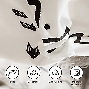 ETDIFFE Boho Geometric Duvet Cover Twin Size - 2 Piece Farmhouse Aztec Stripe Pattern Printed Microfiber Comforter Cover Set - Soft and Lightweight Bohemian Neutral Quilt Cover, White and Black