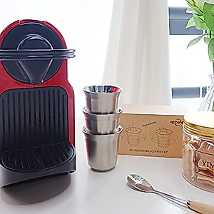 RECAPS 80ml Stainless Steel Espresso Cups Set - 2 Pack Double Wall 304 Stainless Steel Demitasse Cups 2.7oz