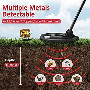 DR.ÖTEK Metal Detector for Kids, 8.3 Inch Waterproof Junior Metal Detector with Innovative Search Coil, Exclusive DIC/Pinpoint Mode, Touch Screen, Adjustable Stem, LED Display & Buzzer, Easy to Use