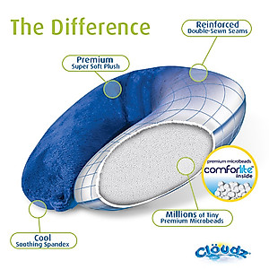 Cloudz Microbead Travel Neck Pillow,Polyester & Polyester Blend - Blue