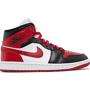 Nike Women's Air Jordan 1 Mid Shoe, Black/Red, 9.5