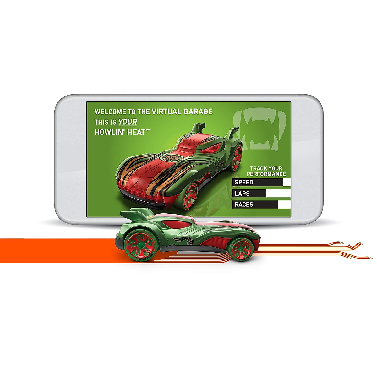 Hot Wheels id Vehicle Howlin' Heat Embedded NFC Chip Uniquely Identifiable 1:64 Scale Ages 8 and Older​