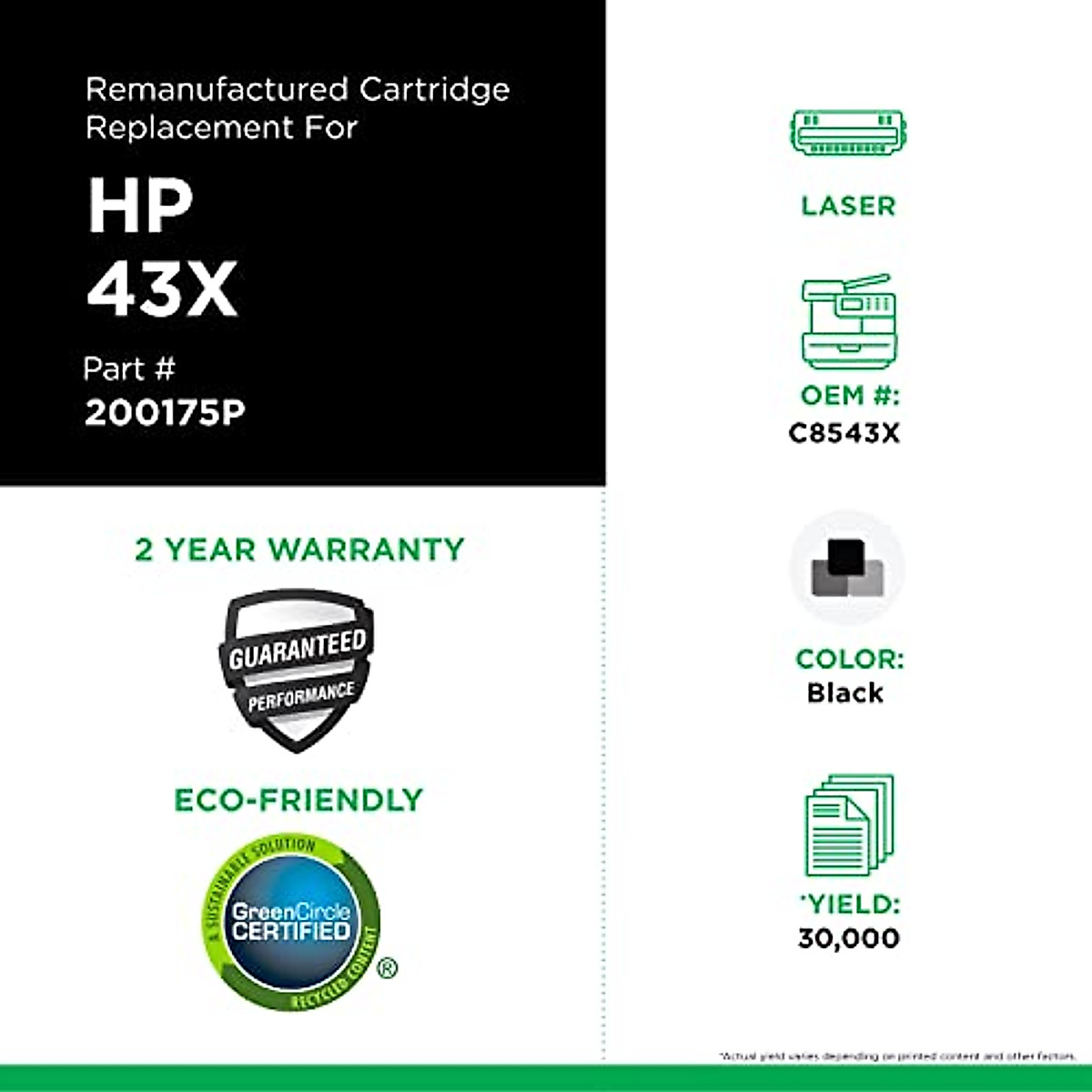 Clover Remanufactured Toner Cartridge Replacement for HP C8543X (HP 43X) | Black | High Yield