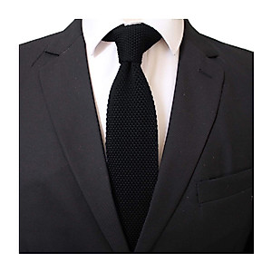 Kihatwin Jet Black Ties Woven Casual Preppy Stylish Necktie for Tall and Big Men or Boys