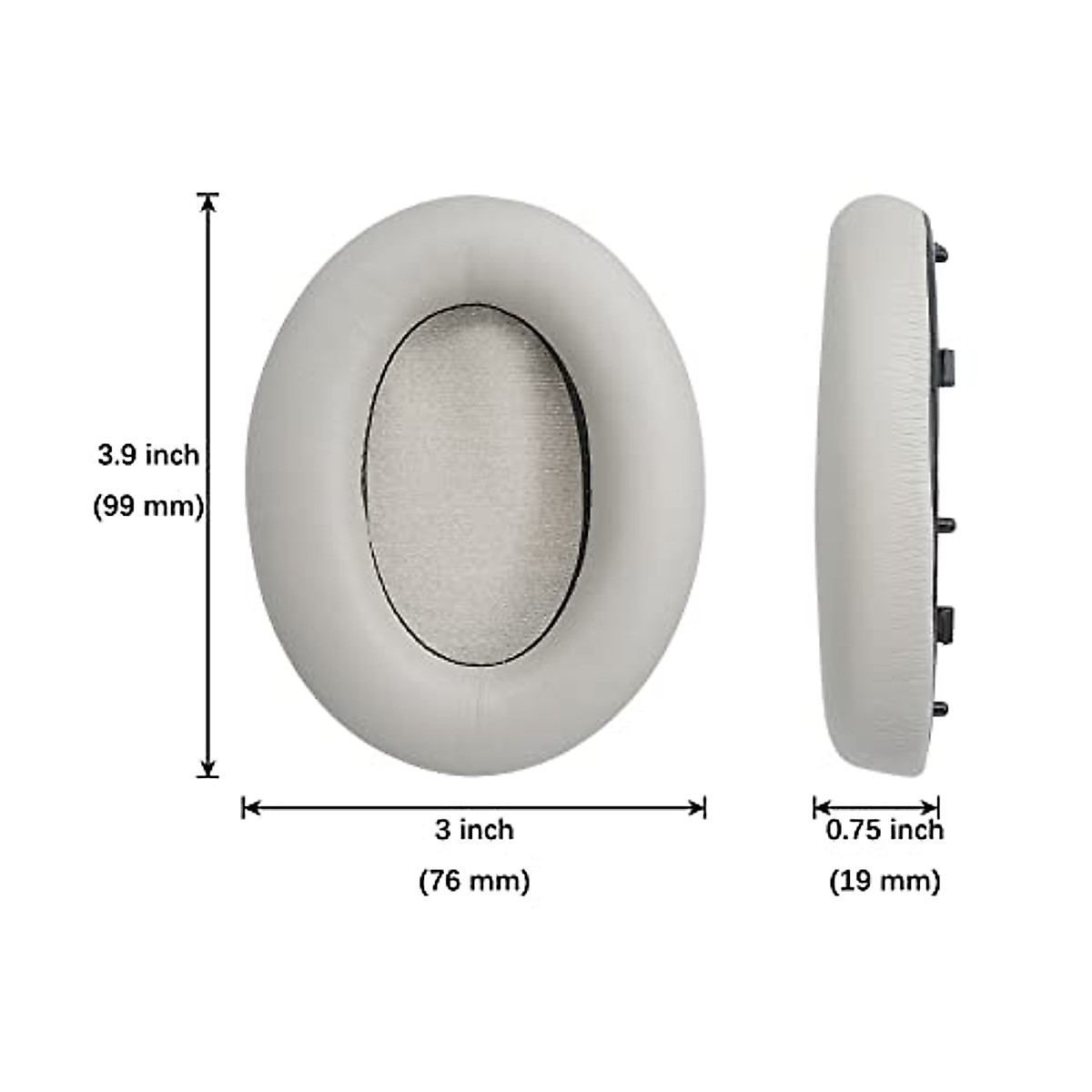 Replacement Ear-Pads Cushions for Sony WH-1000XM3 Headphones, with Soft-Touch Leather, Noise Isolation Memory Foam (Silver)