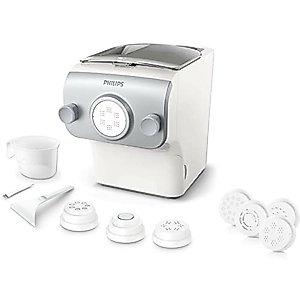 Philips Pasta & Noodle Maker Plus, Integrated Smart Scale - HR2378/06 (White, 8 Pasta Shaping Discs)