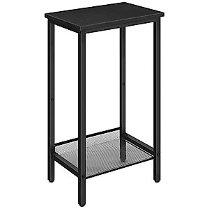 HOOBRO Tall Side Table, Industrial End Telephone Table with Adjustable Mesh Shelves, Small Entryway Table, 28.9" H Small Table for Hallway, Living Room, Office, Black BB03DH01