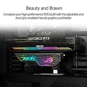 ASUS ROG Herculx Graphics Card Anti-Sag Holder Bracket (Solid Zinc Alloy Construction, Easy Toolless Installation, Included Spirit Level, Adjustable Height, Wide Compatibility, Aura Sync RGB)