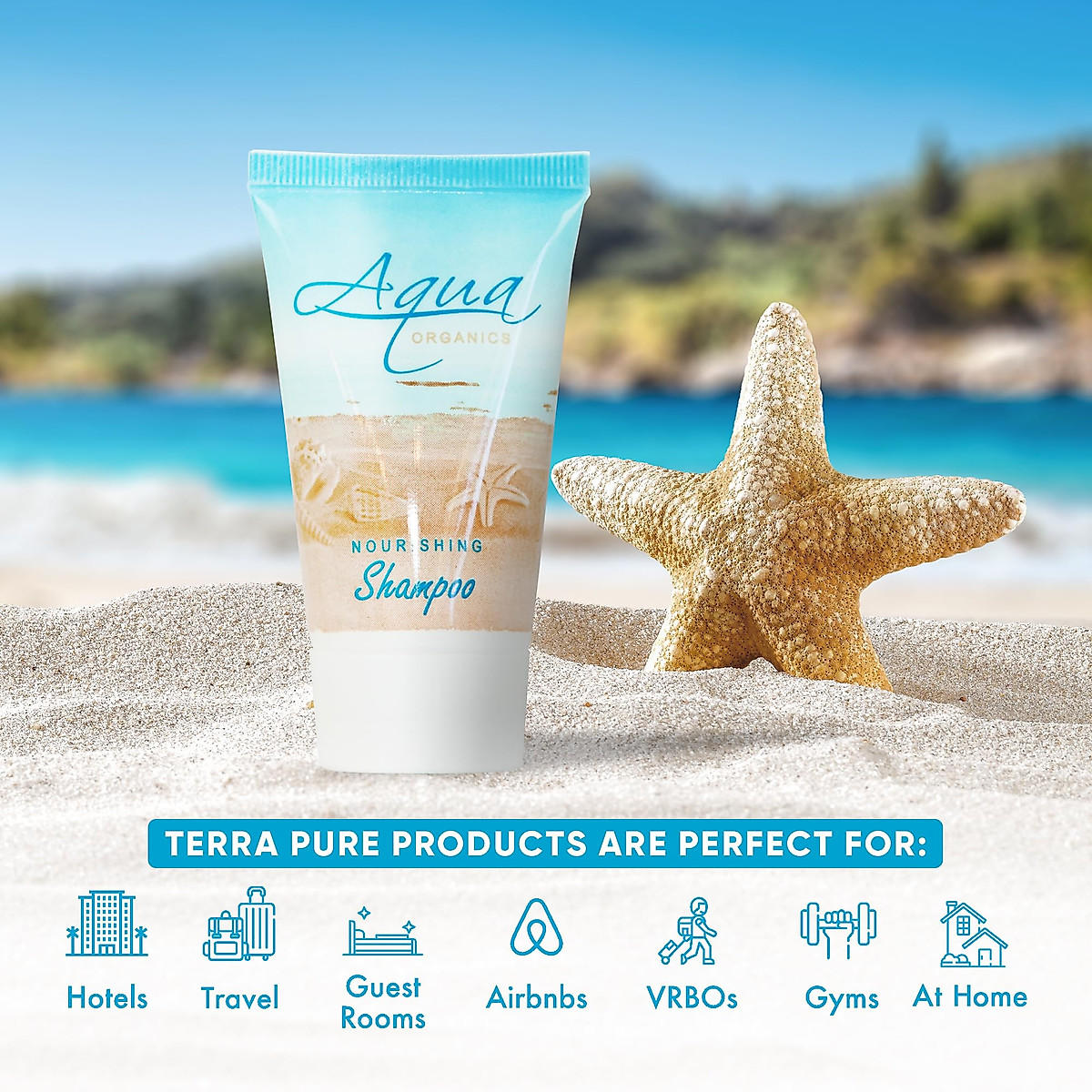 Aqua Organics Shampoo, Travel Size Hotel Amenities, 1 oz (Case of 20)