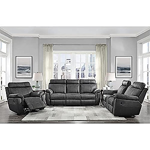 Lexicon Valois Double Glider Reclining Loveseat, Gray