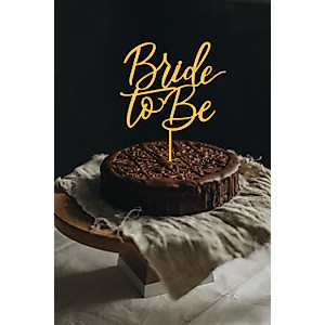 MRAPPY Bride to Be Cake Topper - Wooden Bridal Shower Cake Decorating Supplies - Wedding Cake Topper for Engagement Party/Wedding Party or Proposal Party (Gold)