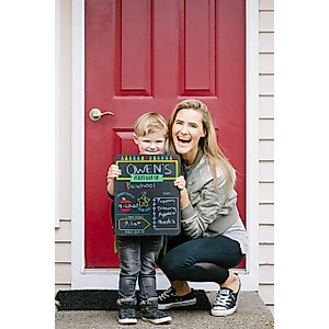 Pearhead First and Last Day of School Reversible Chalkboard, Milestone Board, Reusable Photo Sharing Prop with Chalk, Celebrate School Memories and Milestones