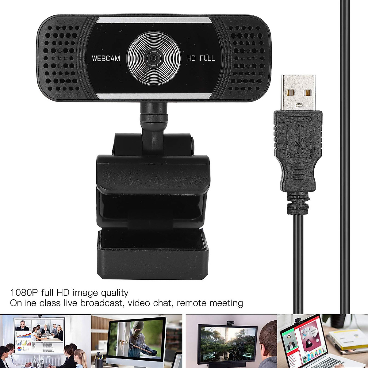 USB Web Camera HD Webcam with HD Video Call for Office Video Conference Teacher Live Class Built in Digital Microphone