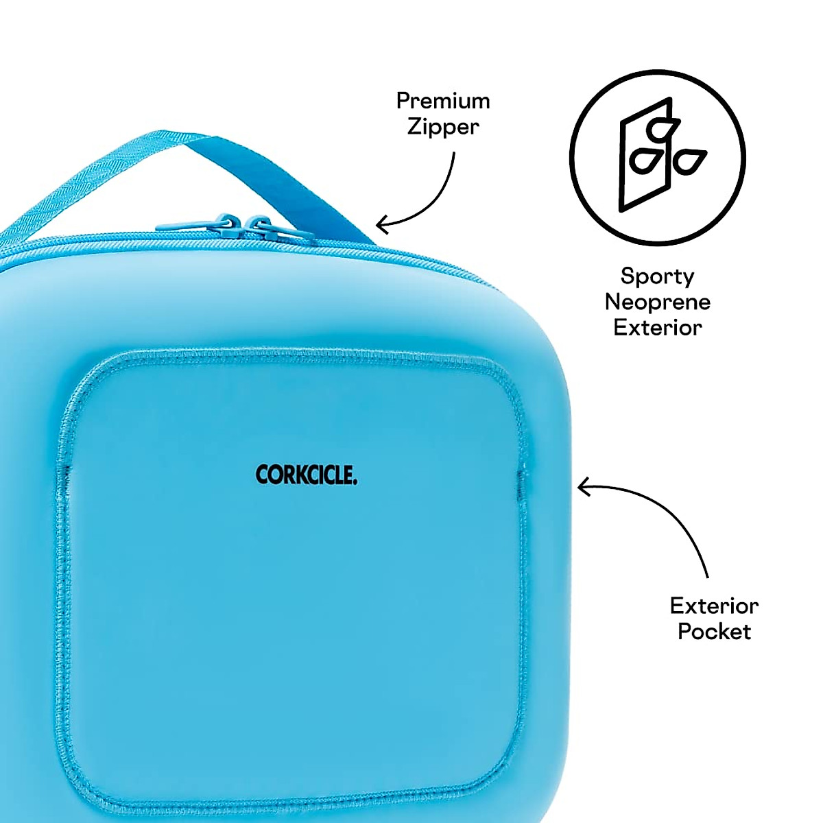 Corkcicle Crushproof Cooler Lunch Box, Reuseable Water Resistant Insulated Lunch Box, Perfect for Traveling with Wine, Beer, Ice Packs, and Lunches, Santorini Neoprene, Back to School