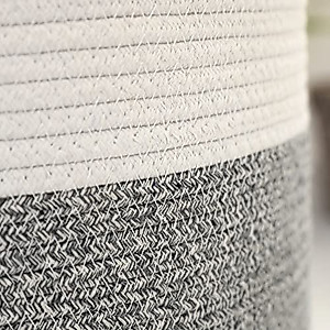 Large Laundry Basket Woven Cotton Rope Laundry Hamper 15" x 19.6" Woven Baby Laundry Basket for Blankets Toys Storage Basket Natural cotton thread clothing sorting basket