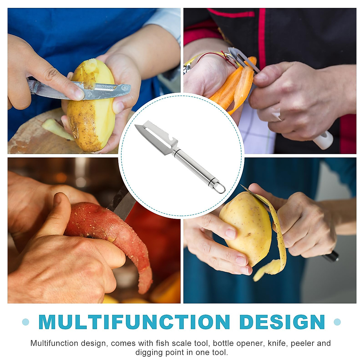 BESTONZON Multifunction Paring Knife Stainless Steel Peeler Gourd Grater Parer for Vegetable Fruit