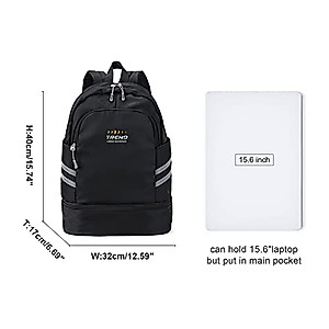 Gym Backpack for Women with Shoes Compartment & Wet Pocket,Travel Backpack Waterproof, Black Backpack