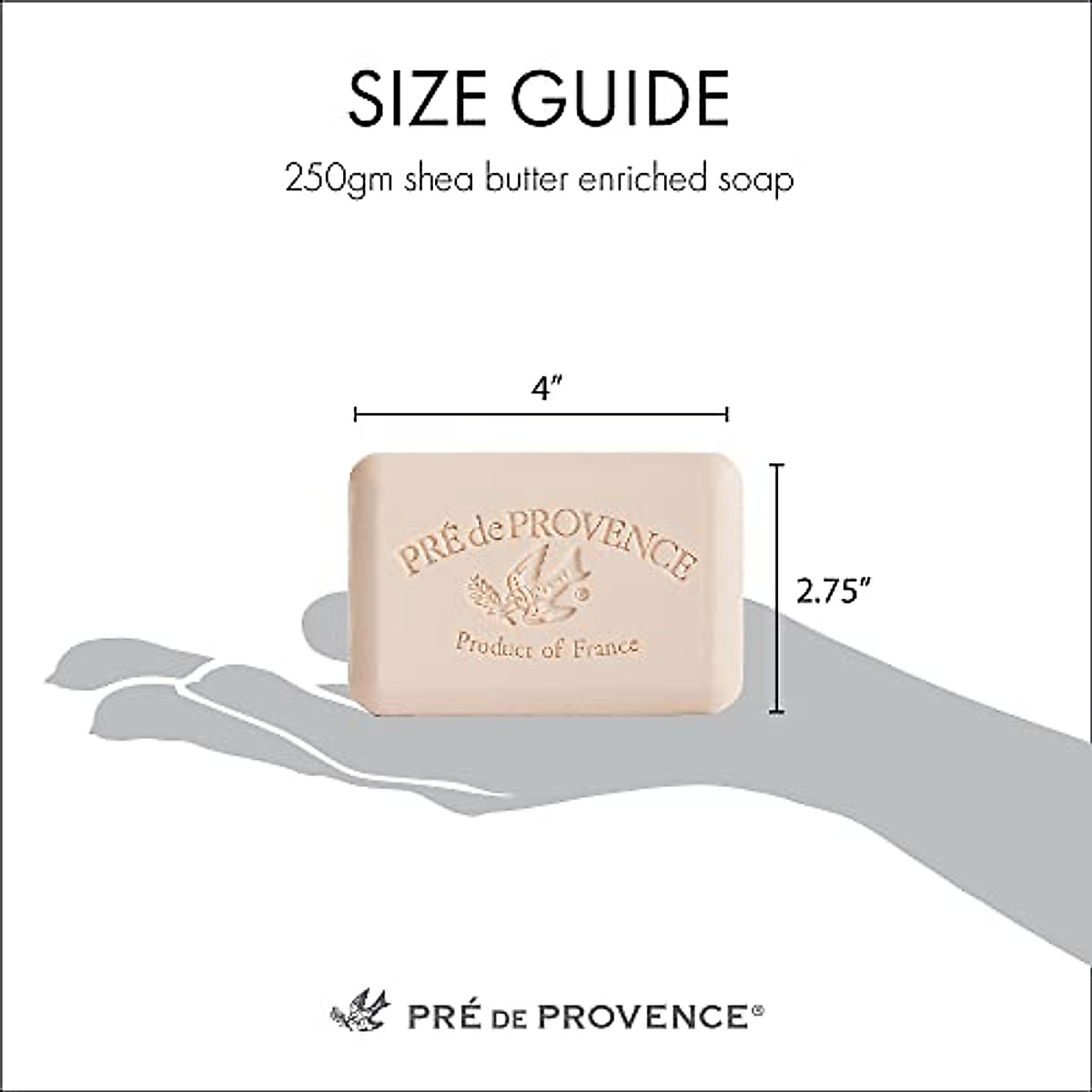 Pre de Provence Artisanal Soap Bar, Enriched with Organic Shea Butter, Natural French Skincare, Quad Milled for Rich Smooth Lather, Lavender, 8.8 Ounce