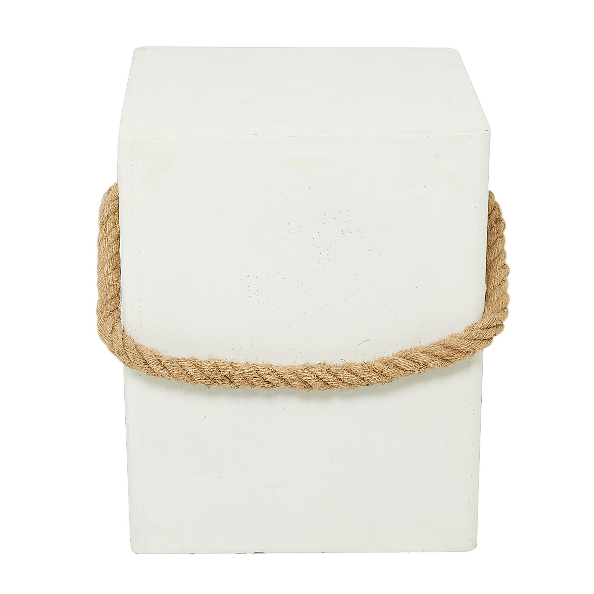 Deco 79 Magnesium Oxide Lightweight Outdoor Accent Table with Rope Handle, 15" x 15" x 18", White