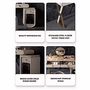 ZGNBSD Luxury Vanity - Makeup Table Vanity Table with Beauty Refrigerator, Vanity Set, Includes Makeup Mirror and Chair, Bedroom Vanity, for Her
