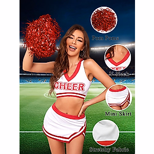 JMwapar Cheerleader Outfit for Women Sexy Cheerleading Uniform Dress School Sports 2024 Cheerleader Costume for Women