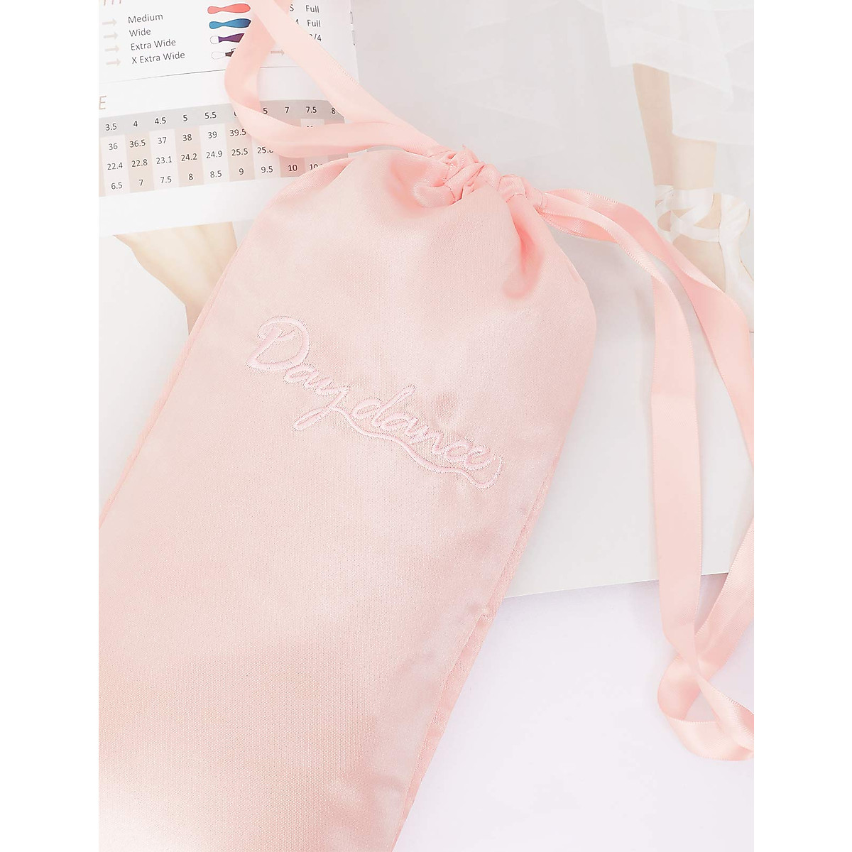 Cuulrite Ballet Pointe Shoes Bag Satin Drawstring Dance Shoe Storage Bag Pink One Size