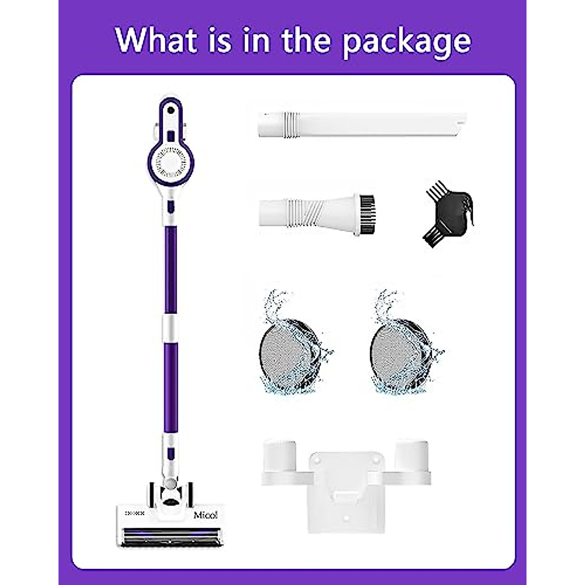 Micol Cordless Vacuum Cleaner, 6-in-1 Lightweight Stick Vacuum, 2 Modes of Powerful Suction, Maximum 38 Mins Runtime, Removable Battery, Household Vacuum Cleaner for Home Hard Floor Pet Hair Carpet