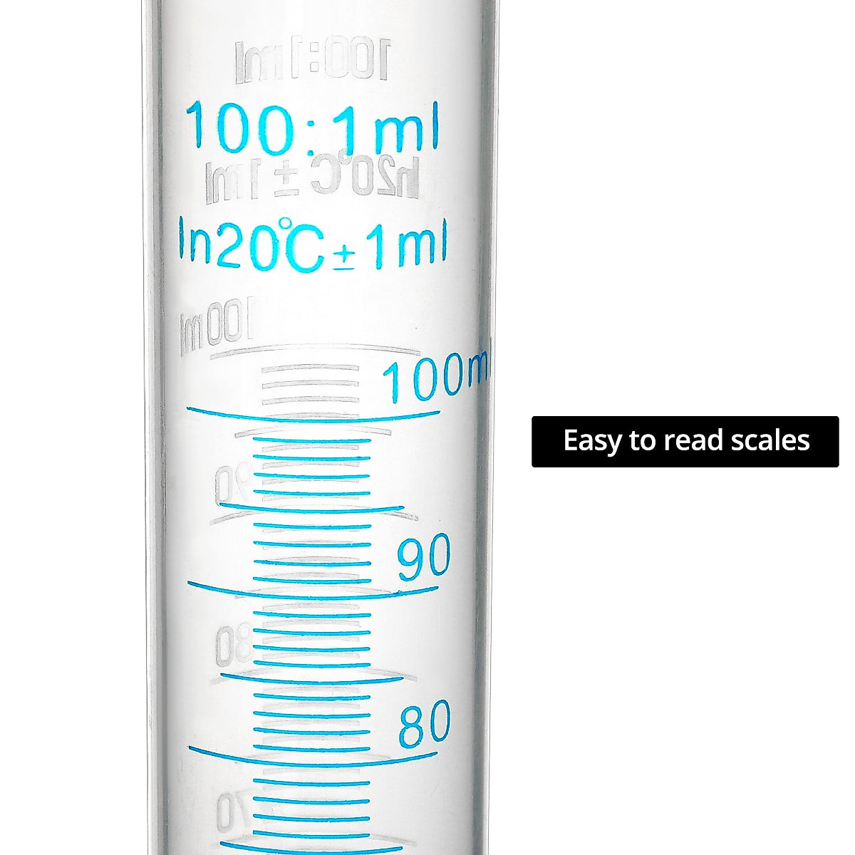 QWORK 100ml Polypropylene Plastic Beakers – Laboratory Test Beakers with Hexagonal Base, 20-Pack Transparent Measuring Cylinder Dual-Sided Measurement Lines, Science Projects & Home Use