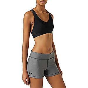 Under Armour Womens HeatGear Armour Mid Rise Shorty , Charcoal Light Heather (019)/Black , Medium