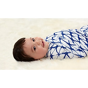 aden + anais Silky Soft Swaddle Blanket,100% Bamboo Viscose Muslin Blankets for Girls & Boys, Baby Receiving Swaddles, Ideal Newborn & Infant Swaddling Set, 3 Pack, Indigo Shibori