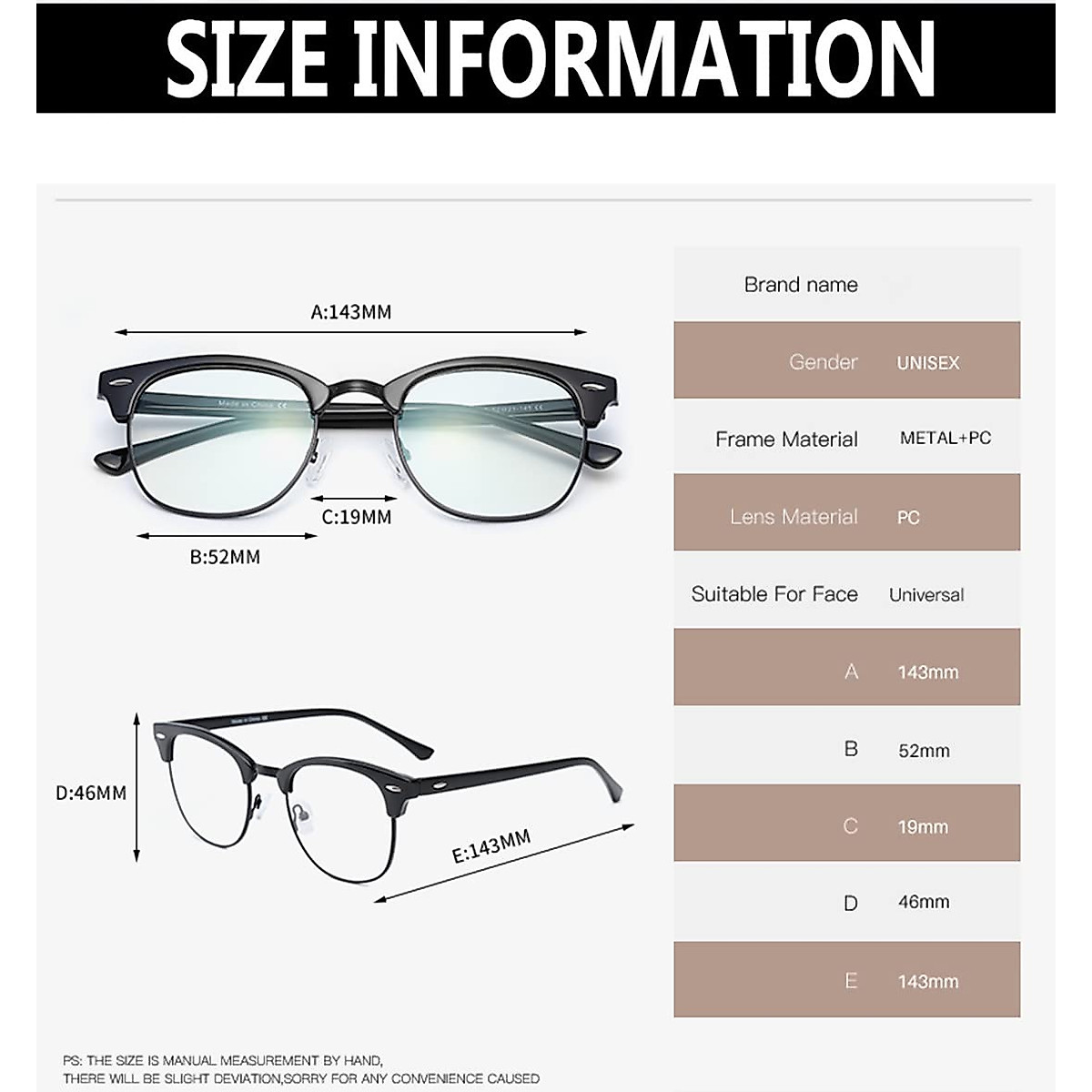 RuiJinGen Computer Gaming Blue Light Blocking Glasses Half frame Retro Semi Rimless Clear Lens Glasses Eyewear Men Women