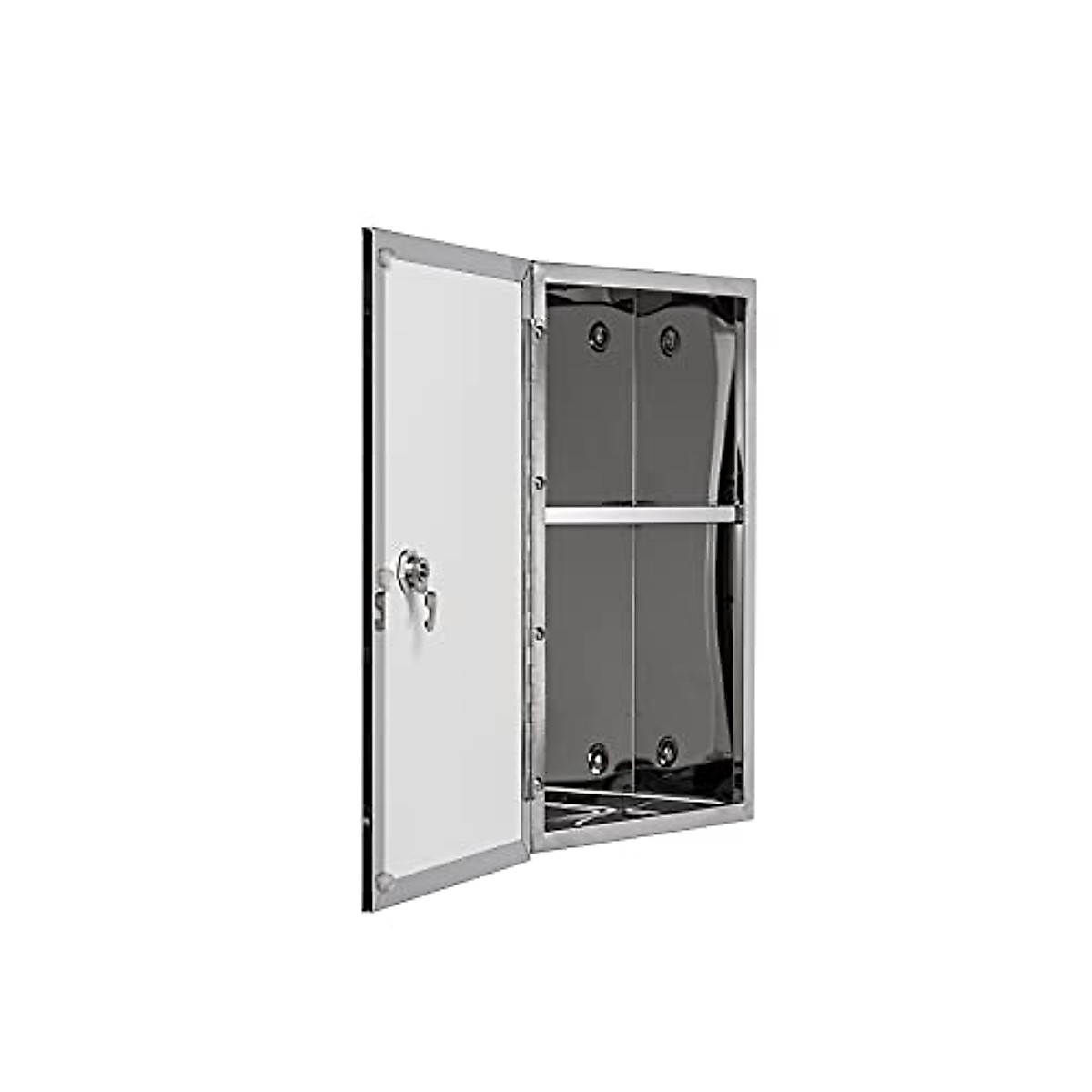 Croydex WC846005AZ Trent Stainless Steel Lockable Surface Mount Medicine Cabinet with Keys, 15.7 x 9.8 x 5.2 In.