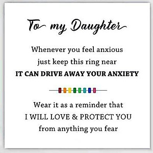 YCYHHW 2024 New Ring Fidget Ring- Rotatable Bead Rings,Open Adjustable Ring,Mood Rings Stress Relieving Rings (Rainbow-Gold)