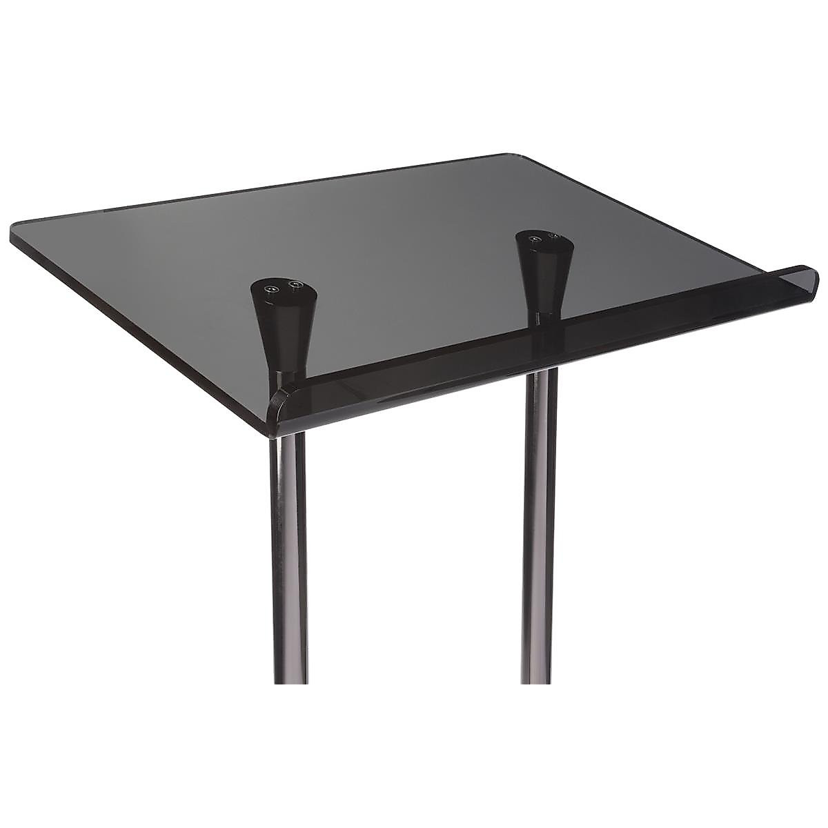 Displays2go Simple Steel Lecterns, Black Poles, Acrylic Top – Frosted Gray (LECTBLK2PL)