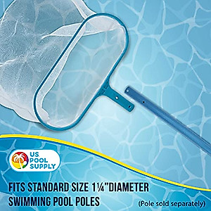 U.S. Pool Supply Professional Swimming Pool Leaf Rake Net - Cleans Out Debris Fast, Pool Maintenance - Clean Pool Liners, Spas, Ponds and Kids Inflatable Pool