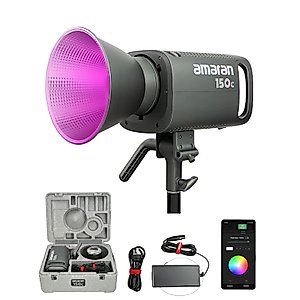 Aputure amaran 150c Video Light,RGB Studio Light 150W Output Bowens Mount Point-Source LED video light,15,610 lux @ 1m 2,500K ~7,500K CCT,APP Control 9 System FX Photography Lighting(amaran 150c Gray)