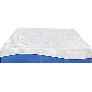 Olee Sleep 10 Inch Gel Infused Layer Top Memory Foam Mattress, King, Blue & 18 inch Heavy Duty King Steel Slat, No Box Spring Needed, Metal, Black