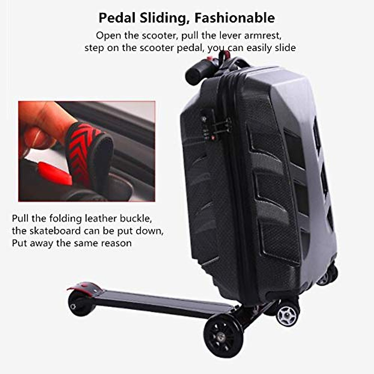 HBIAO Children's Luggage Suitcase, Kid's Riding Box Suitcase, Student Trolley Boarding Suitcase, Skateboard Trolley, Large-Capacity Travel Suitcase,Green