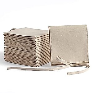 PandaSew Jewelry Pouch 20pcs 8x8cm Luxury Microfiber Jewelry Packaging Bag Gift Envelope Style with Strings & Divider,Beige