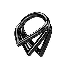 Pierced Owl 16GA G23 Implant Grade Titanium Triple Chevron Hoops Hinged Segment Ring (Black)