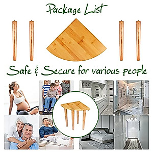 Corner Shower Bench, Wooden Shower Stool for Shaving Legs, Teak Shower Foot Rest, Shower Foot Stool for Bathroom Bath Spa Shower Spaces Corner, Natural