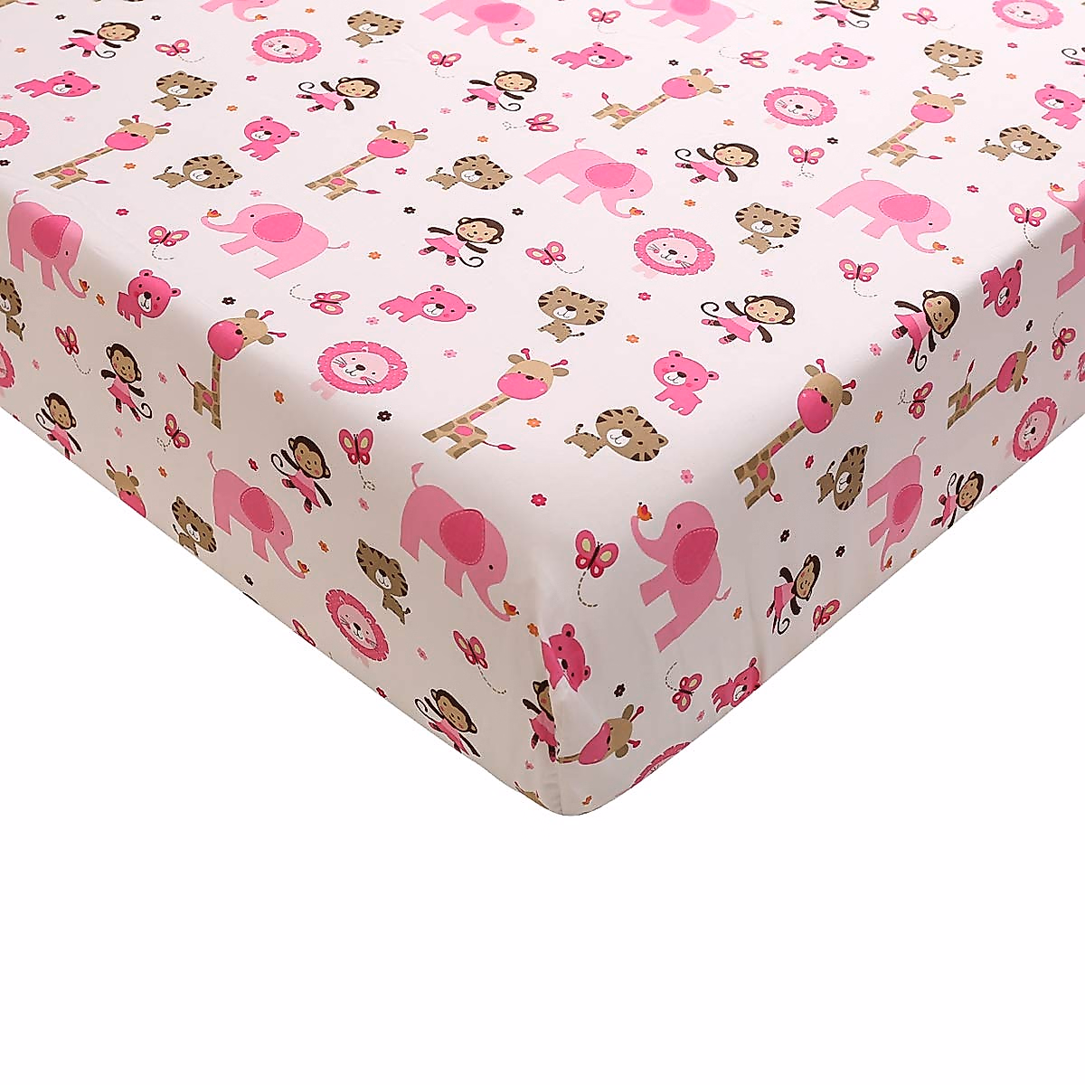 Brandream Crib Bedding Sets for Girls Pink Jungle Elephant Safari Nursery Bedding Set 5 Pieces Baby Comforter Set