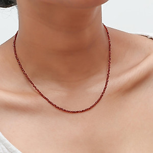 Gempires Carnelian Beads Necklace, Real Crystal July Birthstone Jewelry With 16 + 2 Inch Silver Plated Adjustable Chain, Gift for her (Carnelian)