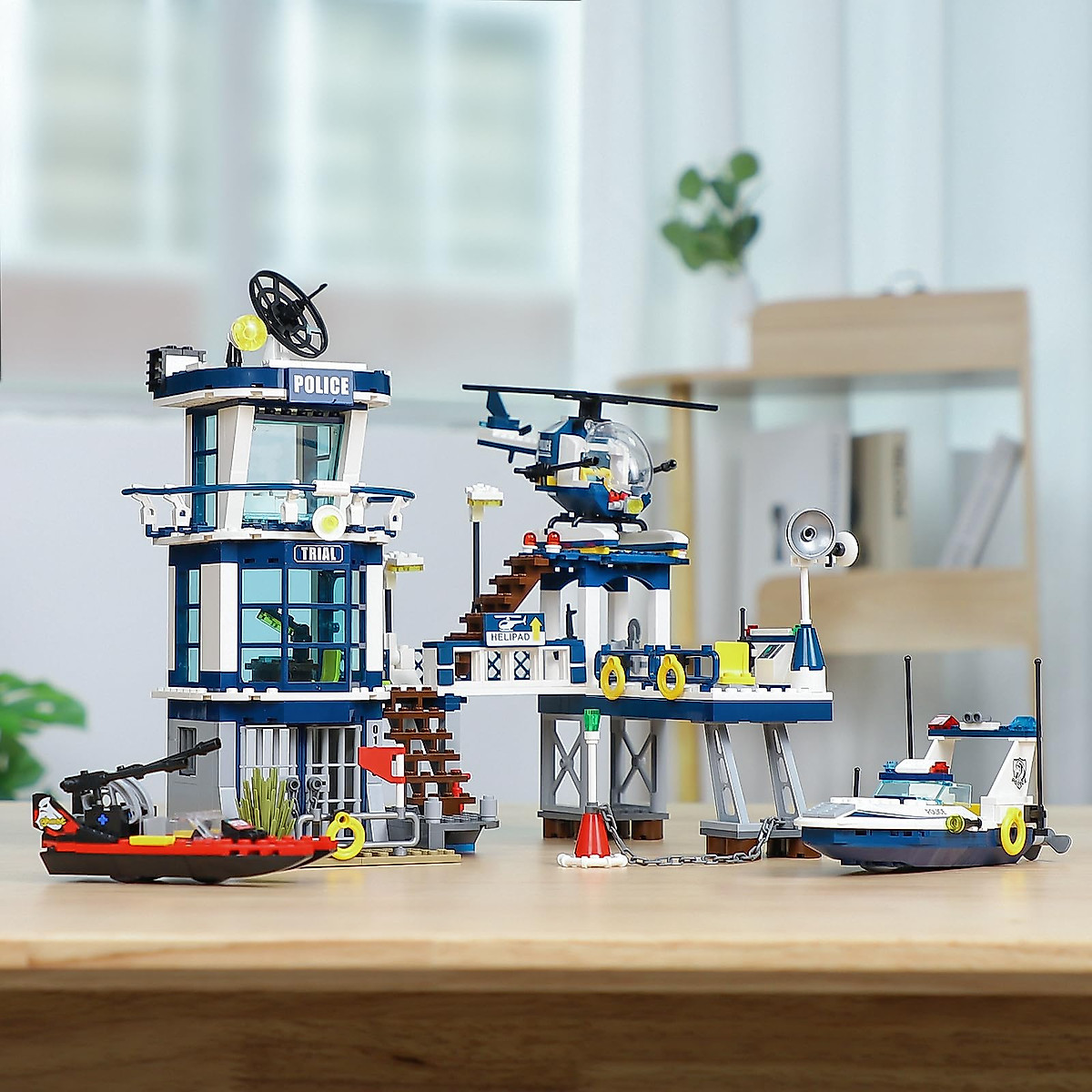 City Police Station STEM Building Sets, Compatible with Lego Military Helicopter Airplane,Boats Ship, Swat Team,Building Kit for Kids, 565 PCS Best Gift for 6-10 Boys