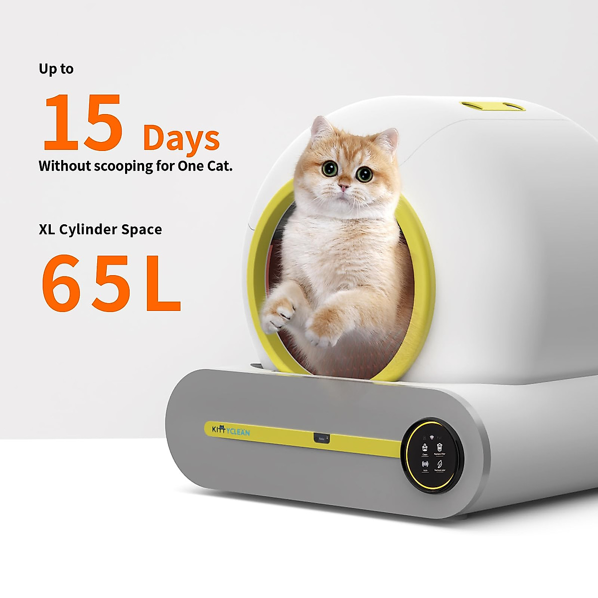 KittyClean Automatic Cat Litter Box,Self Cleaning Cat Litter Box with Odor-Elemination&Weight Monitoring Function,APP Control Anti-Pinch LittleCat Robot