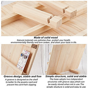 NBEADS Wood Earring Display Stands, 3 Layers Jewelry Earring Display Holder Wood Earring Card Holder Photos Business Card Holder Display with Base Stand for Home Office Retail Store, 40x14.1x30cm