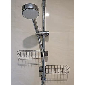 NCARSTER Stainless Steel Faucet Rack for Kitchen Sink, 2 PCS Kitchen Sink Caddy Sponge Holder Organizer, Shower Shelf Rack Organizer (Silver)