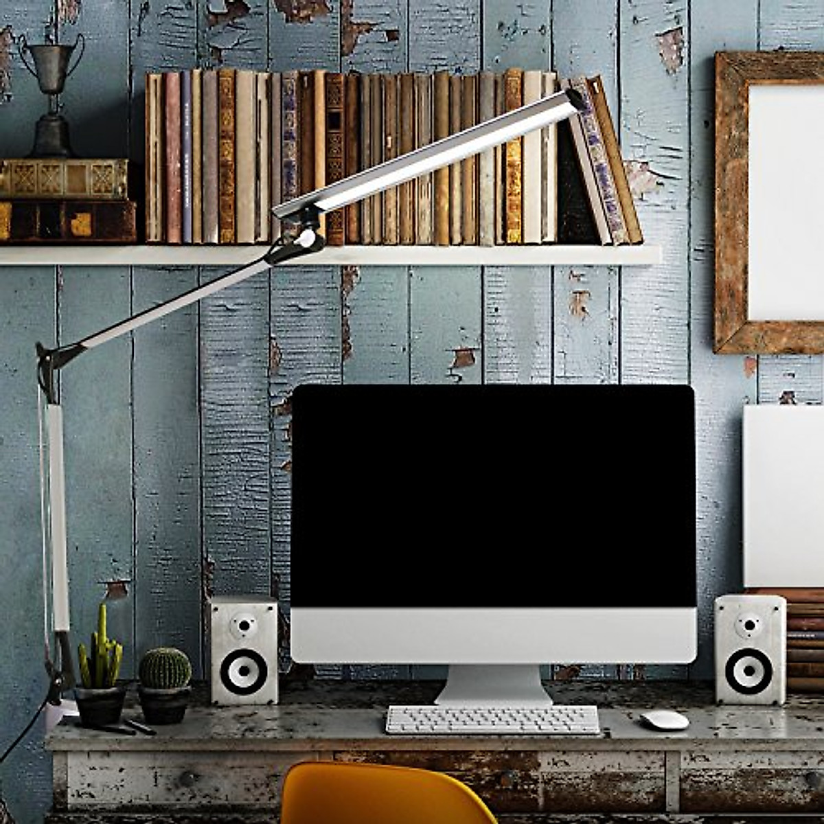 Amzrozky Workbench Light,Drafting Table Lamp for Artist,Architect LED Desk Lamp, Task Lamp with Clamp,Eye-Care Dimmable Office Light with 5 Color 5 Brightness,Touch Control,Memory Function,Silver