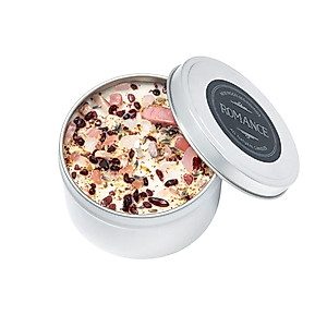 Romance Candle by New Moon Beginnings - Love Ritual Candles - Dried Flower, Herb, & Crystal Candles - Aromatherapy Candles - Soy Candle - 8oz Tin